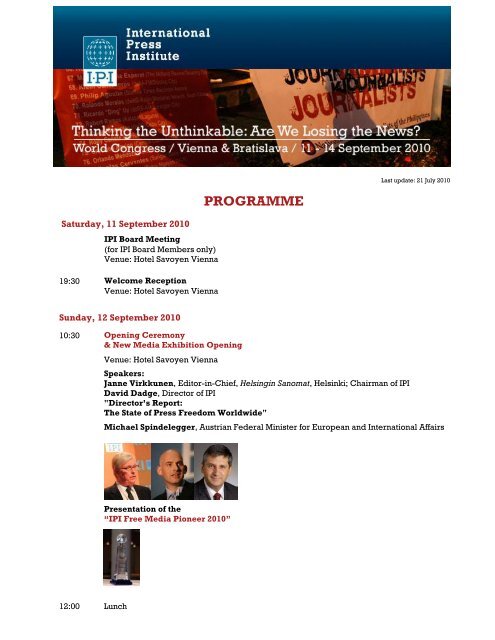 PROGRAMME - International Press Institute