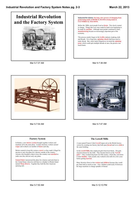 Factory System Industrial Revolution