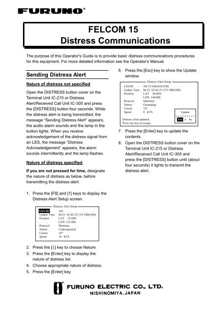 FELCOM 15 Distress Communications - Furuno USA