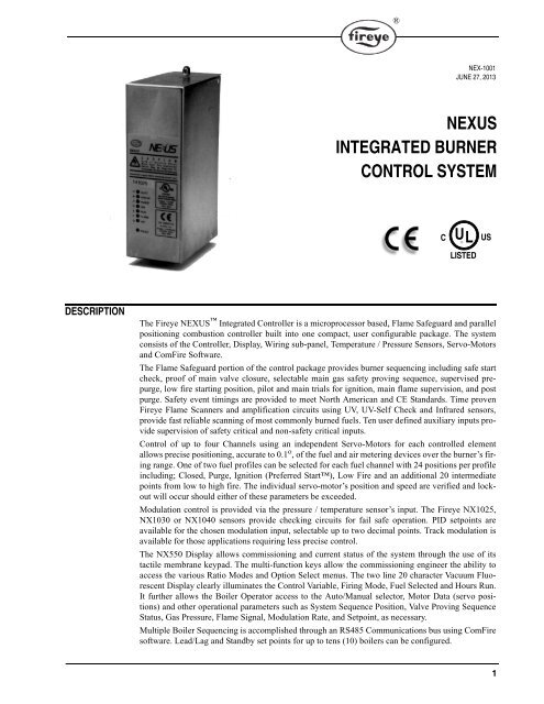 nexus integrated burner control system ul