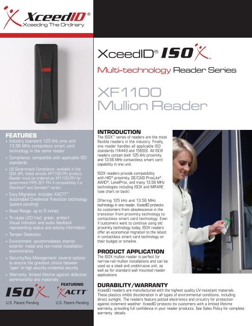 XF1100 Mullion Reader - Galaxy Control Systems