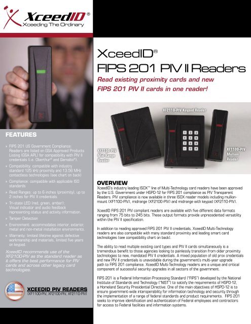 XceedID® FIPS 201 PIV II Readers - Galaxy Control Systems
