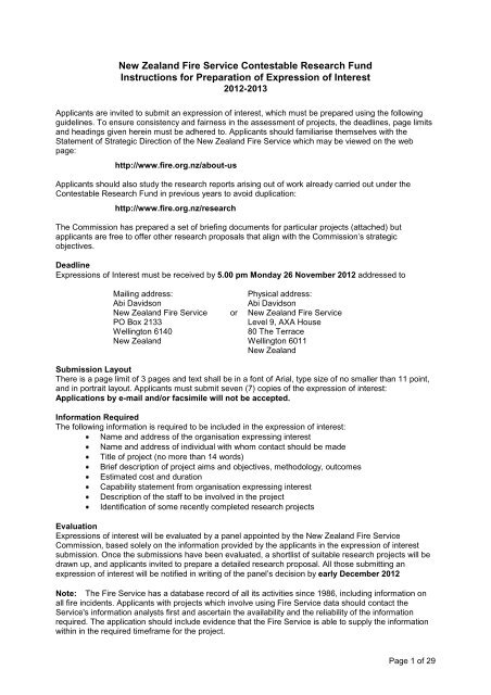 New Zealand Fire Service Contestable Research Fund
