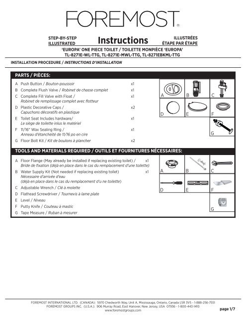 Instructions - Foremost