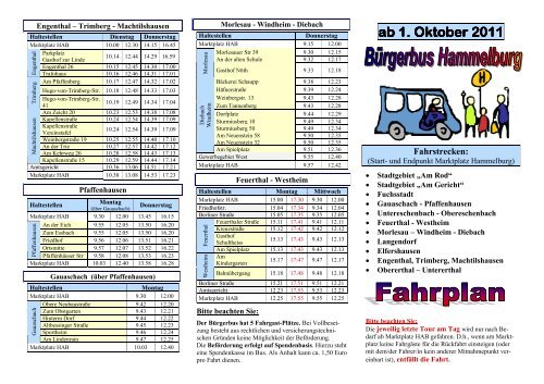 Fahrplan-Druckvorlage Flyer 2011