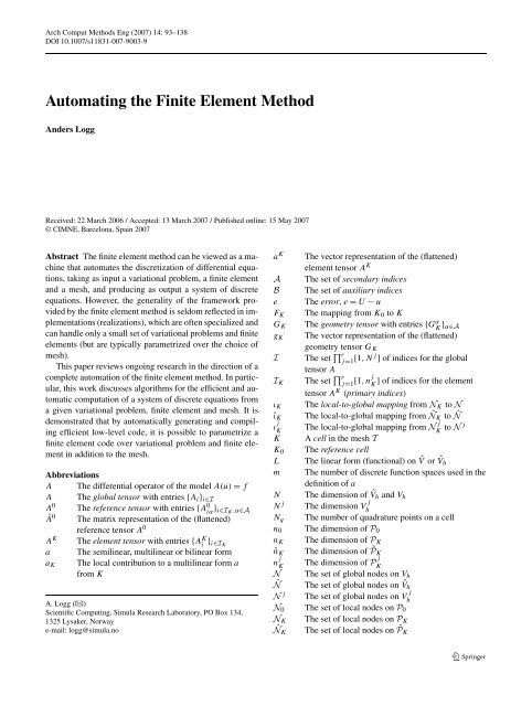 Automating the Finite Element Method