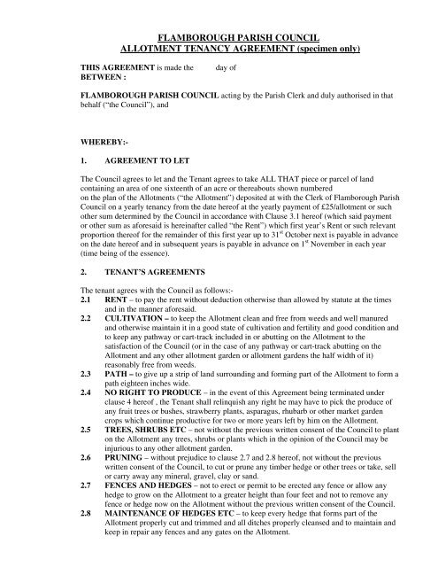 Allotment Tenancy Agreement - flamborough-pc.gov.uk