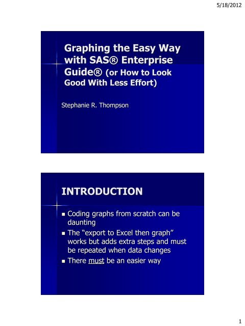 Topic:Graphing the Easy Way with SAS® Enterprise Guide
