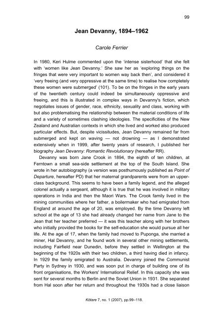 Jean Devanny, 1894–1962 - New Zealand Electronic Text Centre