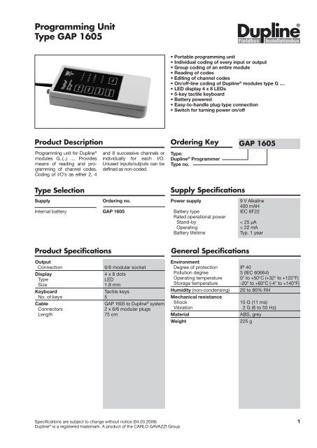 Hand Held Programmer - Carlo Gavazzi