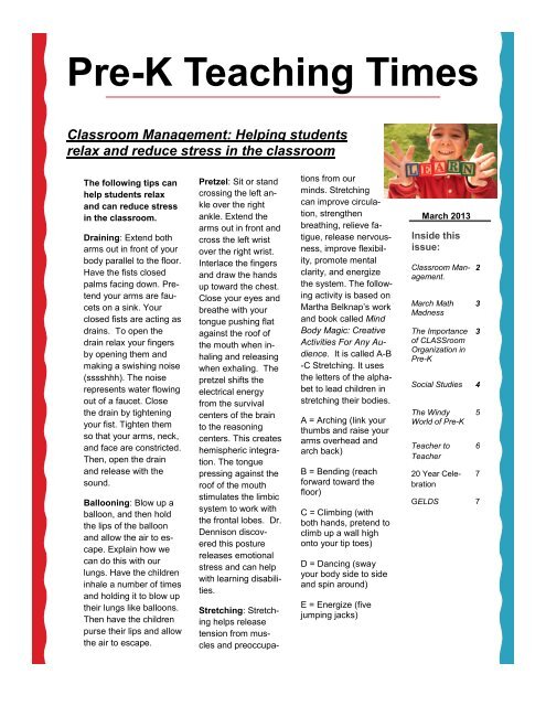 Pre-K Teaching Times - Bright from the Start