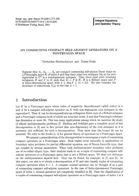 I Integral Equations And Operator Theory