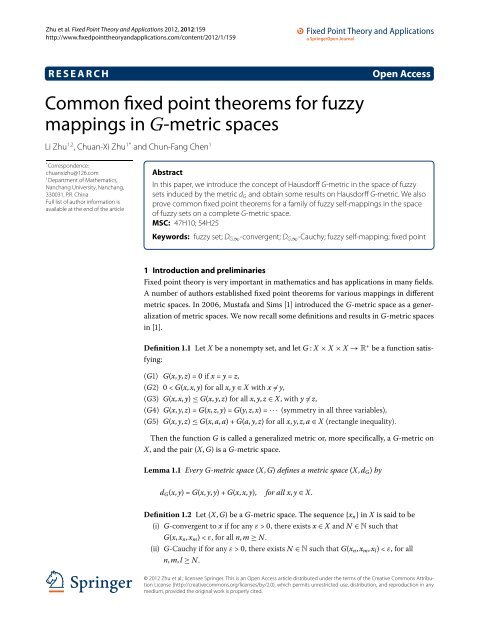 G - Fixed Point Theory and Applications