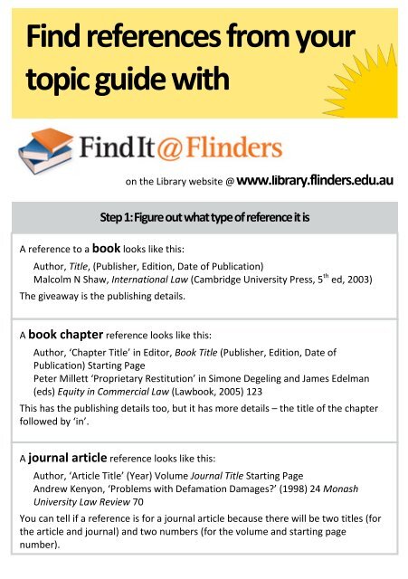 Find references from your topic guide with - Flinders University