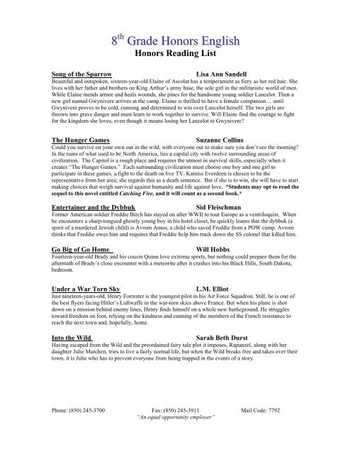 8 Grade Honors English