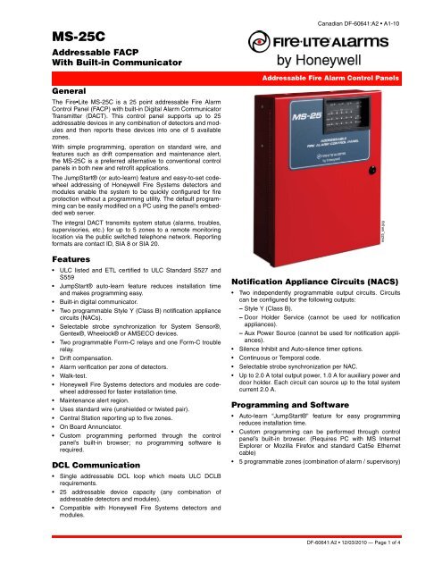 MS-25C Data Sheet - Fire-Lite Alarms