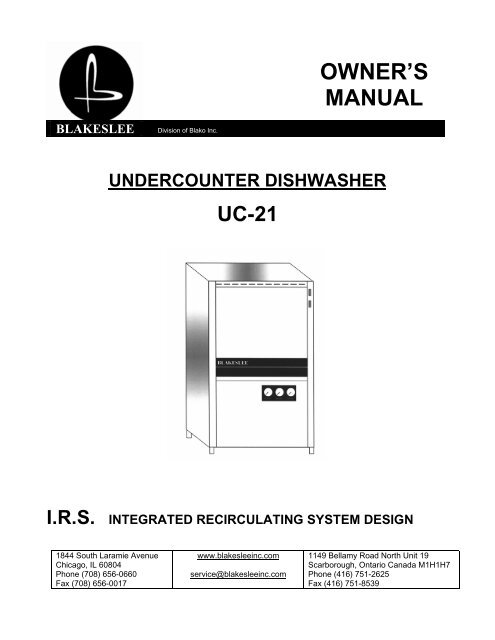 owner's manual blakeslee - Parts Town