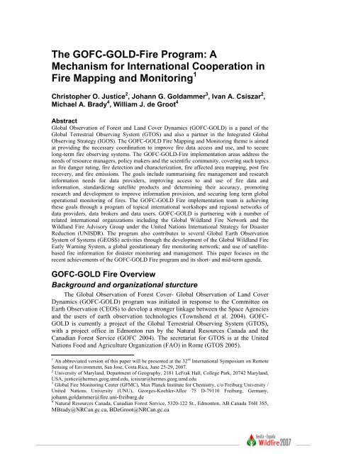 The GOFC-GOLD-Fire Program: A Mechanism for International ...