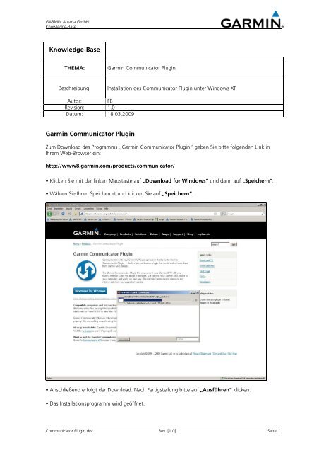 Knowledge-Base Garmin Communicator Plugin
