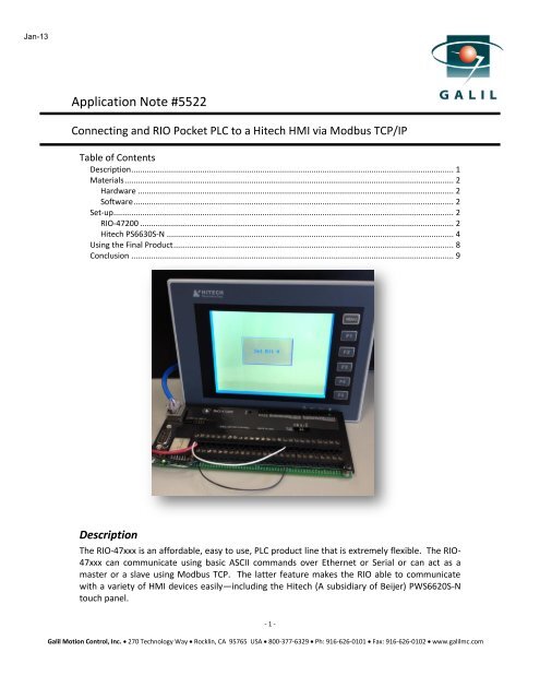 Application Note #5522 - Galil