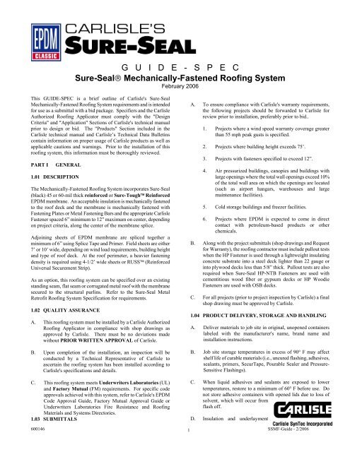 GUIDE - SPEC Sure-Seal® Mechanically-Fastened Roofing System