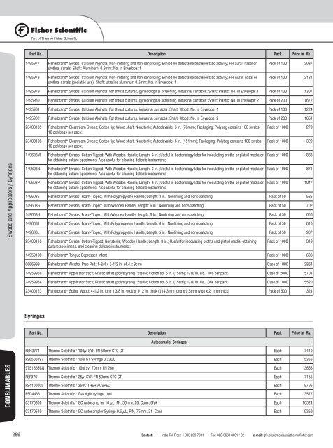 Syringes - Fisher Scientific: Lab Equipment
