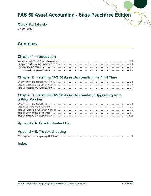 FAS 50 Asset Accounting - Sage Peachtree Edition Quick Start ...