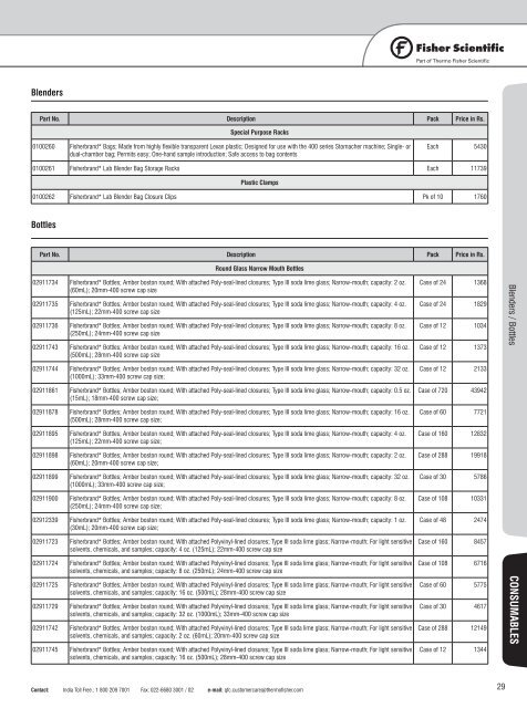 Bottles - Fisher Scientific: Lab Equipment