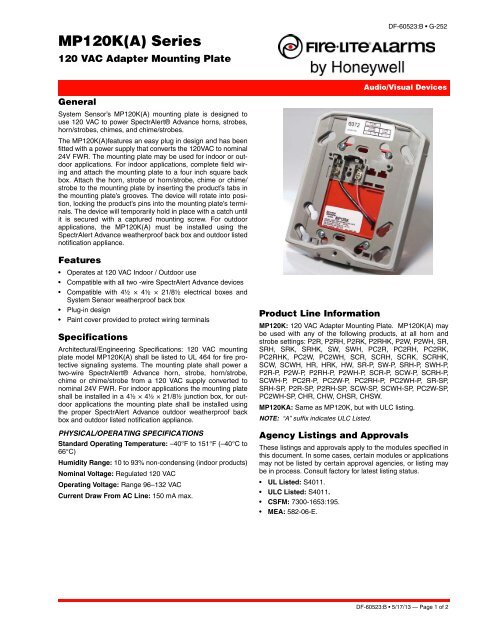 MP120K(A) Series - Fire-Lite Alarms