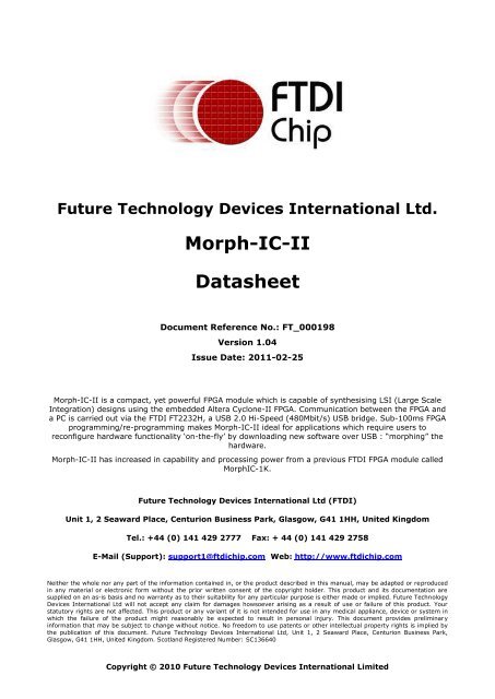 Morph-IC-II FPGA Module Datasheet - FTDI