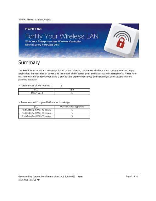 Sample FortiAP-220B Placement Report - Fortinet