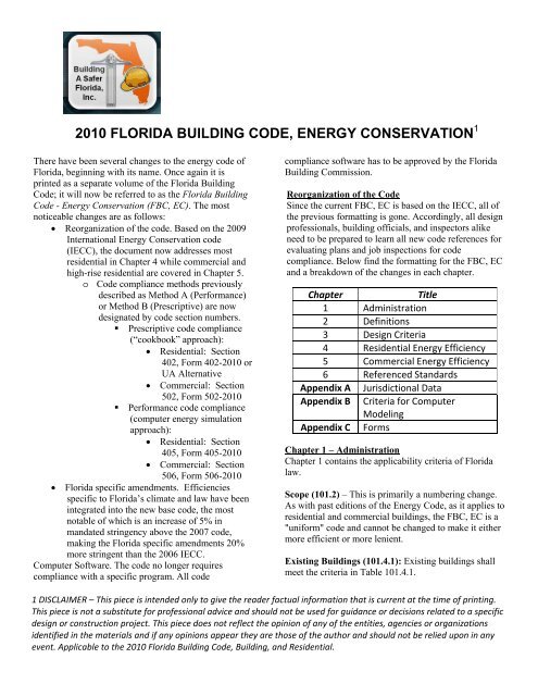2010 FLORIDA BUILDING CODE, ENERGY CONSERVATION