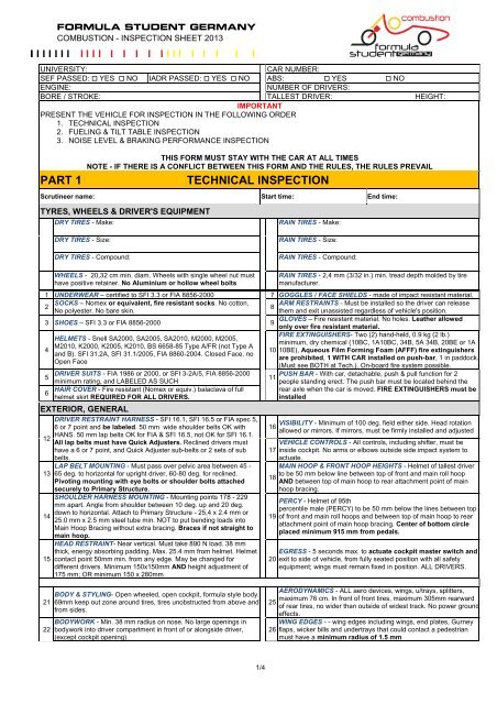 PART 1 TECHNICAL INSPECTION - Formula Student Germany
