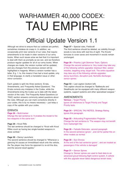 Warhammer 40k Tau Rules