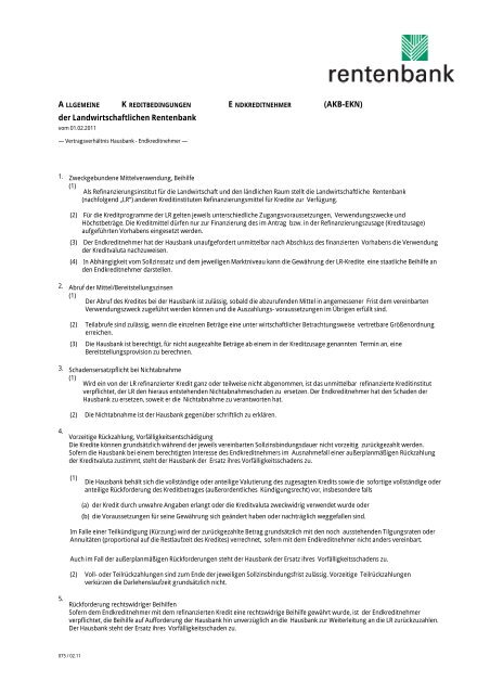 (AKB-EKN) der Landwirtschaftlichen Rentenbank