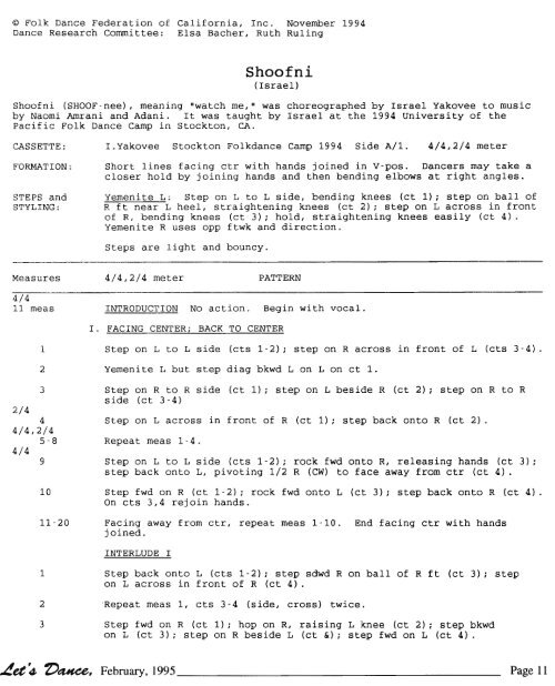 Shoofni - Folk Dance Federation of California Shoofni - Folk Dance Federation of California