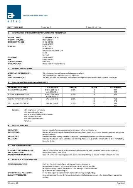AltroClean 44 + MSDS
