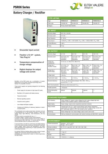 PSR06 Series Battery Charger / Rectifier - FIRSTPOWER
