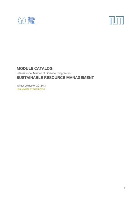 MODULE CATALOG Sustainable Resource Management