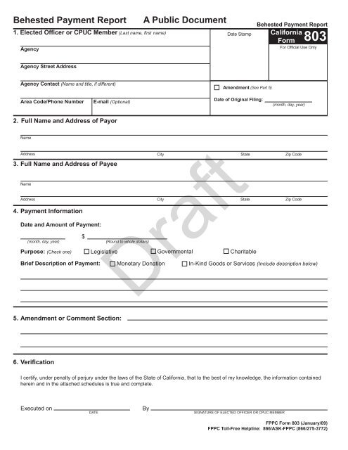 Form 803 and Instructions - Fair Political Practices Commission ...