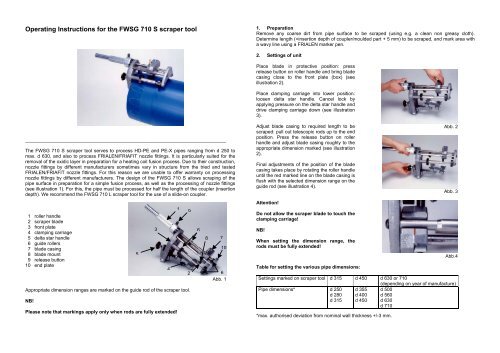 Operating Instructions for the FWSG 710 S scraper tool - Friatec