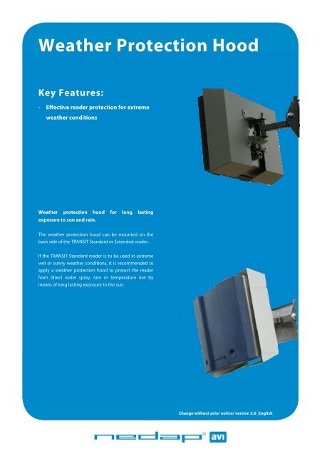 Reader Weather Protection Hood