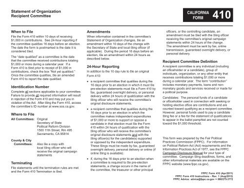 Form 410 - Fair Political Practices Commission - State of California