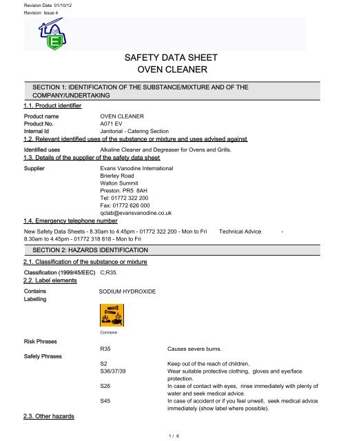 Oven Cleaner - Evans Vanodine International plc