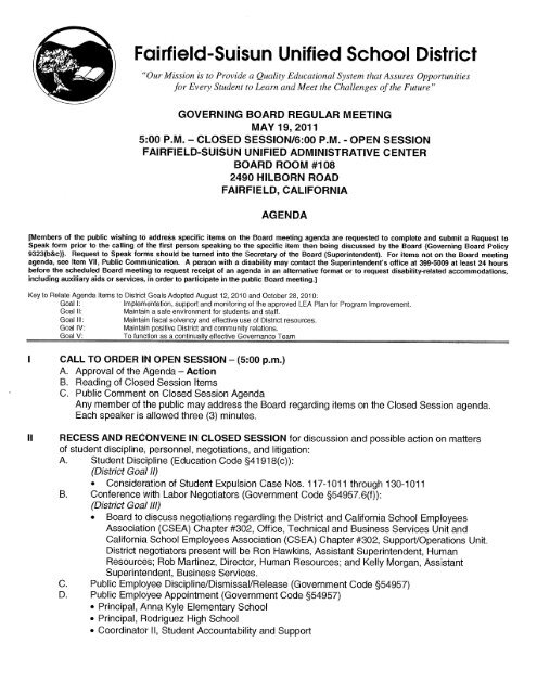Agendas - Fairfield-Suisun Unified School District