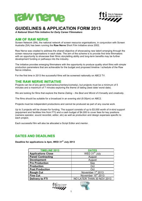 raw nerve guidelines - Film & Television Institute
