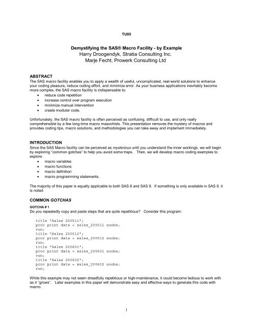 Demystifying The Sas Macro Facility 