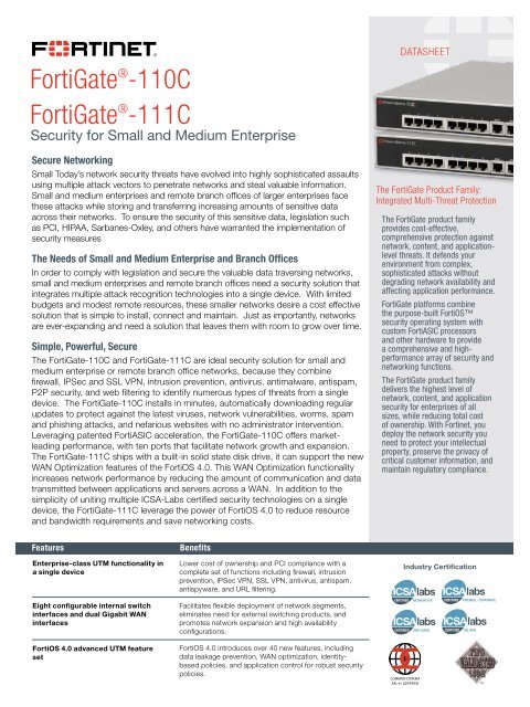 FortiGate-110C/111C Datasheet