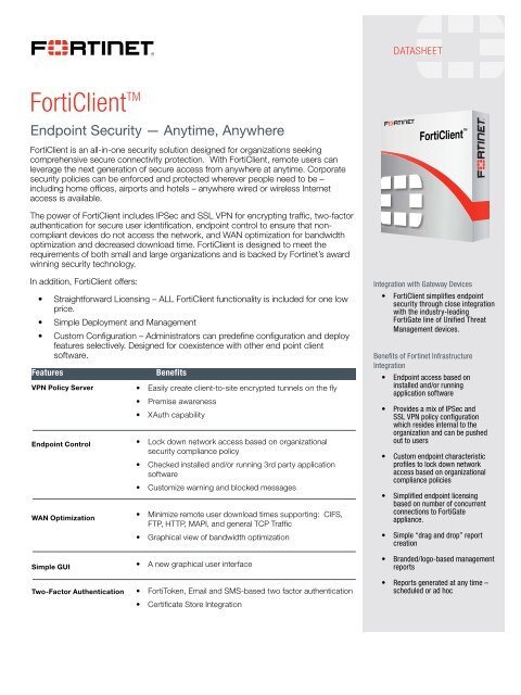 FortiClient Data Sheet - Fortinet