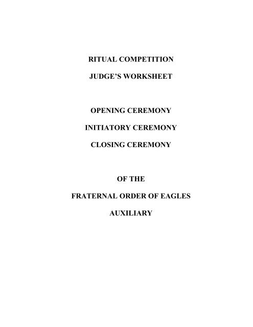 Fraternal Order Of Eagles Auxiliary